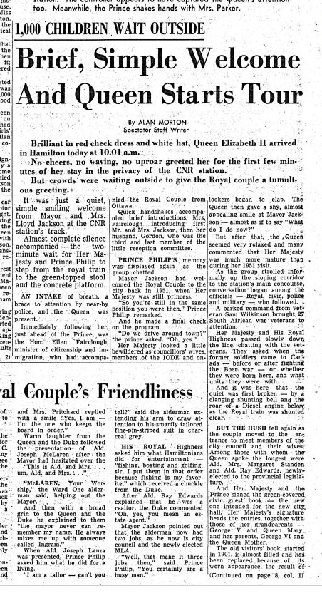 One stop for the Queen in her 1959 visit to Canada – The Stoney Creek ...